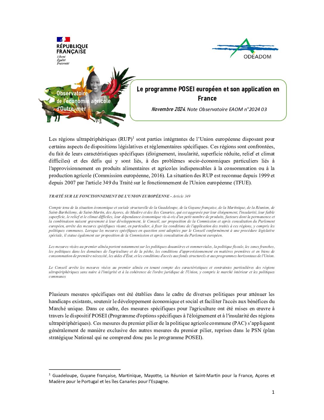 OEAOM 2024-03 Le POSEI et son évolution – ODEADOM, Office de ...